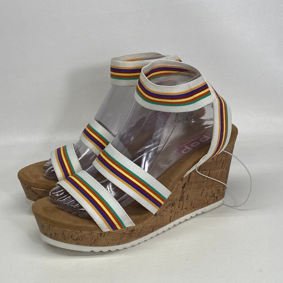 pop | Shoes | Pop Womens Perfection White Heels Wedges Sandals Open Toe ...